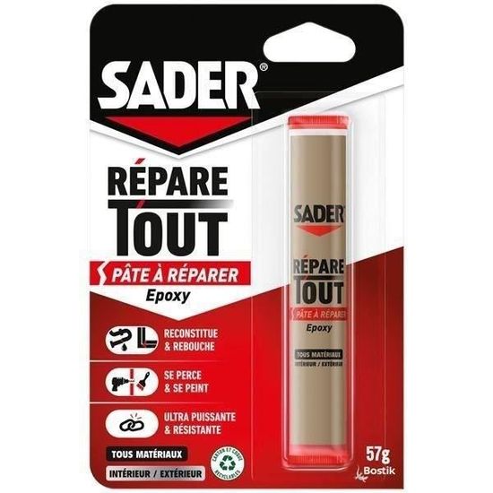 SADER Répare tout pâte à réparer bicomposants 57g - Cdiscount Bricolage