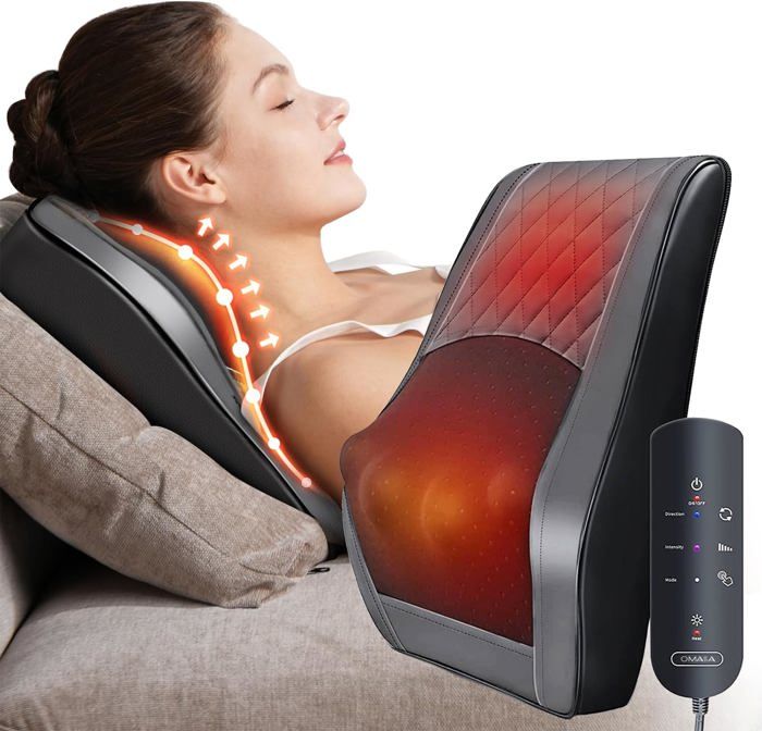 Appareil de massage du cou avec chaleur,appareil de massage Shiatsu 3D Knet pour le dos ...