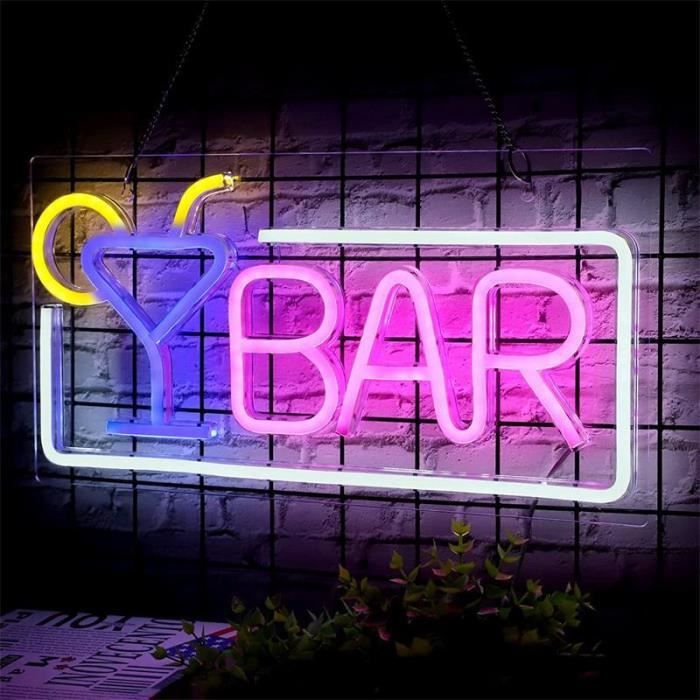 USB - Bar 42x22cm - Signe au néon de café personnalisé, décor mural de ...