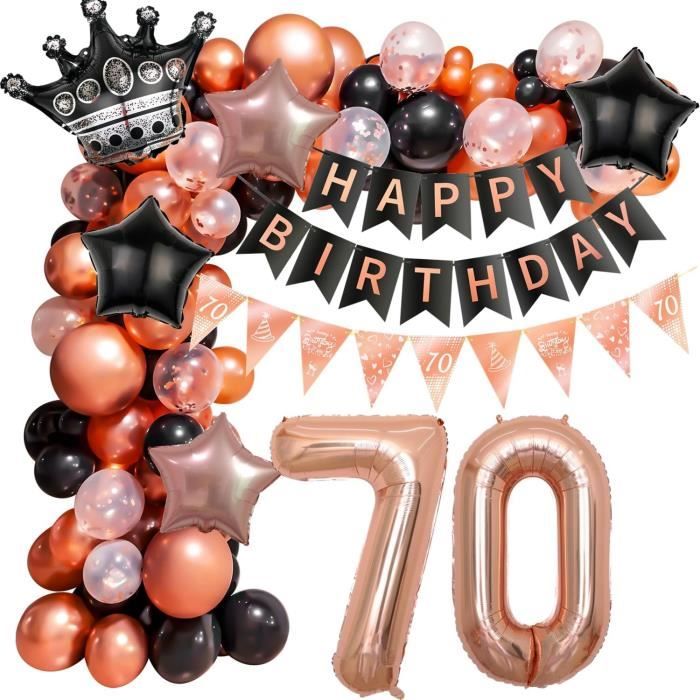 70 Ans Arche Ballon Anniversaire Femme, 70 Ans Or Rose Noir Déco Ballon ...