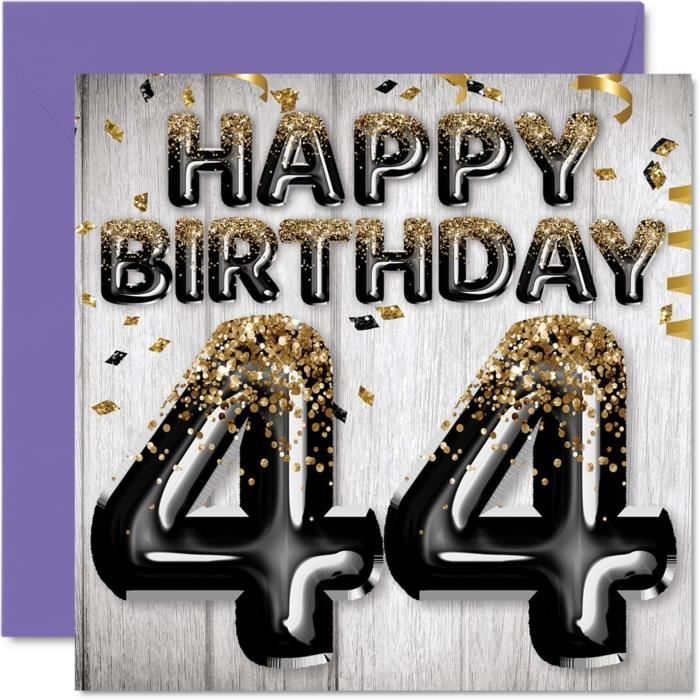 Carte D'Anniversaire 44 Ans Pour Homme Ballons À Paillettes Noirs Et ...