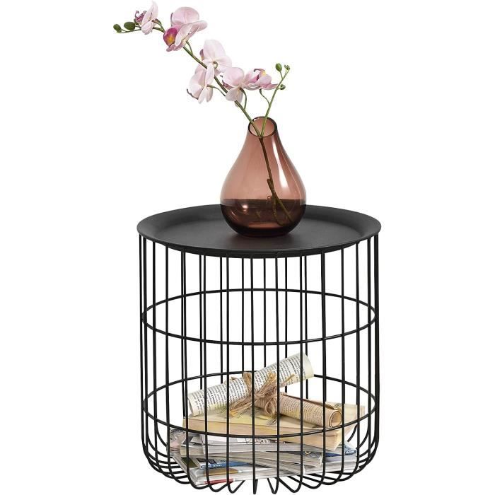 LIWI-Table Basse Design Table de Salon Panier Plateau Amovible Métal 40 ...