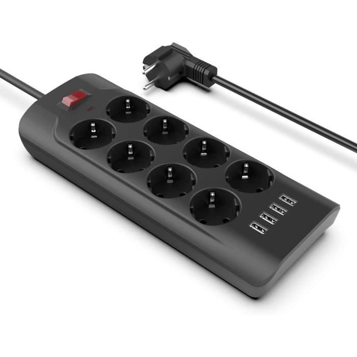 Multiprise 8 Prises protégées Contre Les surtensions,4 Ports USB,3000 W ...