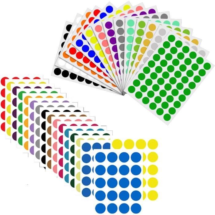 Sticky Code Couleur Étiquettes, 20 Pieces Amovible Autocollantes Rondes ...