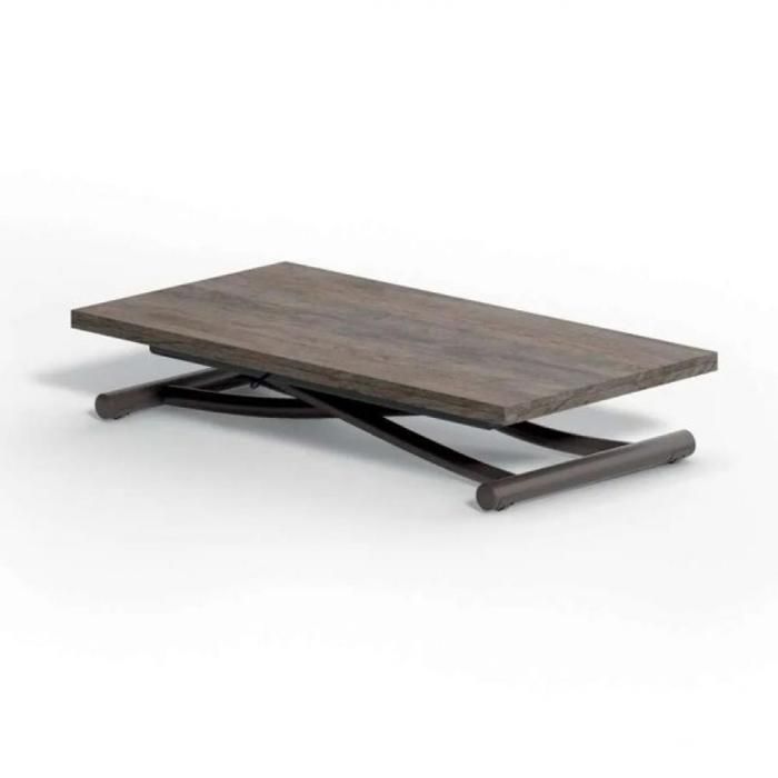 Table basse transformable MONDIAL en métal et éco-bois Gris gris ...