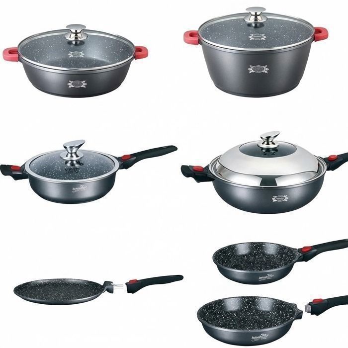 Haussmann Héritage®－Batterie de Cuisine 10 pièces revêtement marbré et ...