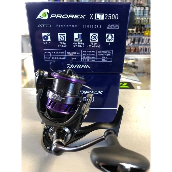 Moulinet Daiwa Prorex X LT - poids (g):220 taille:2500 ratio:5.3 tmv (cm):75 capacité:Nylon 0.20 ...