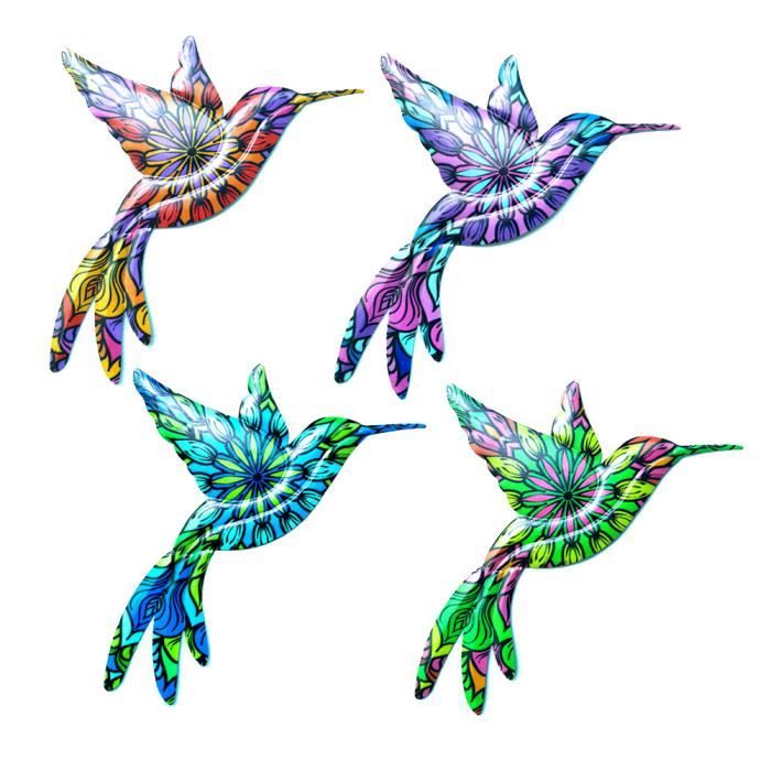 4 Pièces Objet Decoration Murale Metal,Coloré Colibri Sculpture en Fer ...