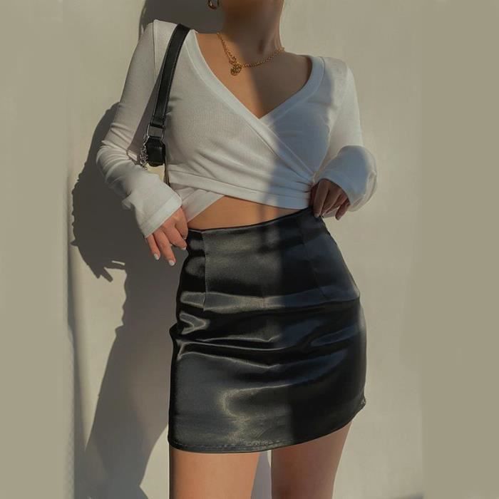 Jupes Femmes Mini En Satin Pour Sexy Fr41bl Black Cdiscount Prêt à Porter