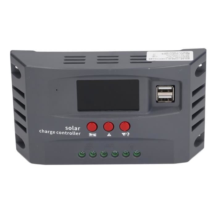Qiilu Contrôleur de charge de panneau solaire Contrôleur de charge solaire MPPT 12V 24V 10A LCD ...