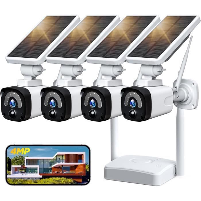 Kit Camera De Surveillance Wifi Exterieure Sans Fil Solaire, Camera ...