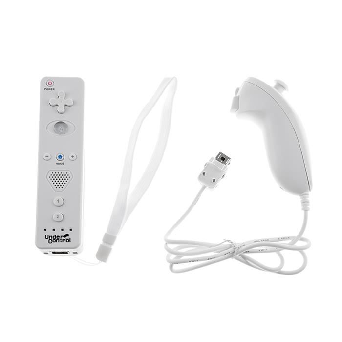 Manette de jeu - Wii - Wiimote + Nunchuk - Sans fil - Vibration - Blanc - Cdiscount Informatique