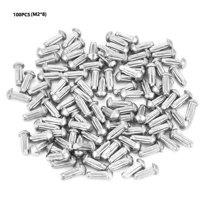 VBESTLIFE Rivet solide 100 pièces M2 en acier inoxydable tête ronde ...