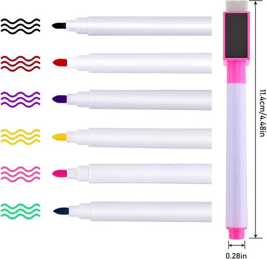 24 Pièces Feutre Tableau Blanc Effacable,6 Couleurs De Feutre Effaçable ...