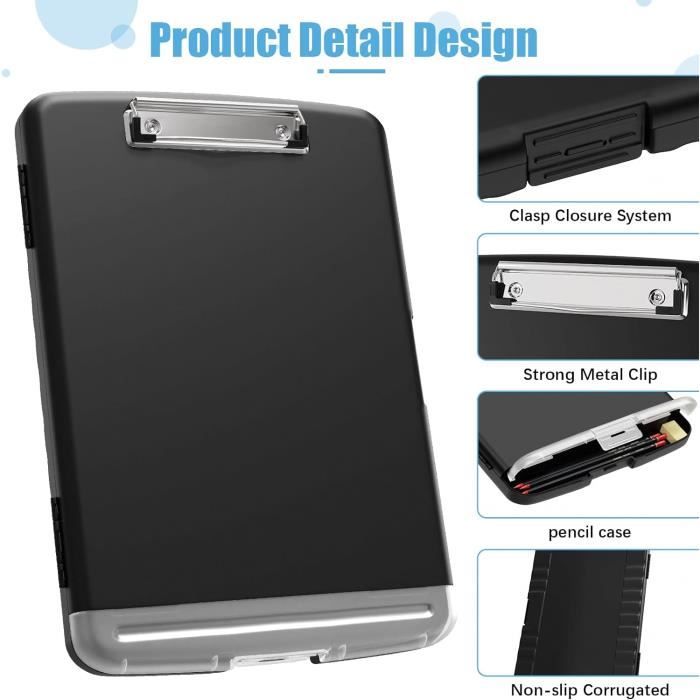 Porte-bloc a4 Avec pince de rangement, ouverture latérale du porte-bloc ...