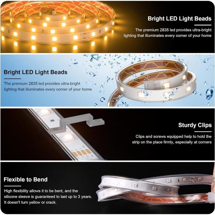 Ip67 Bande Led Solaire 10M Extérieure, Bande Led Blanc Chaud 560 Led, Bande Led Solaire ...