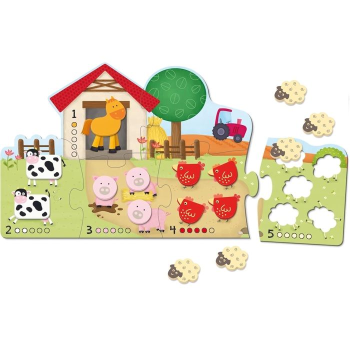 Puzzle géant ferme pour apprendre à compter jusqu'à 5 - DISET - Goula ...