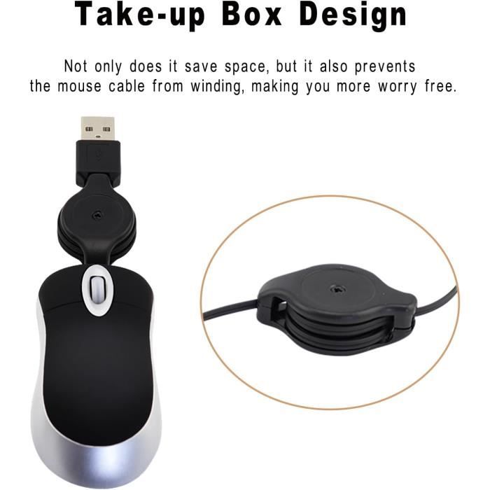 Keaufair Mini Souris Filaire, Mini Souris Filaire De Voyage Portable ...