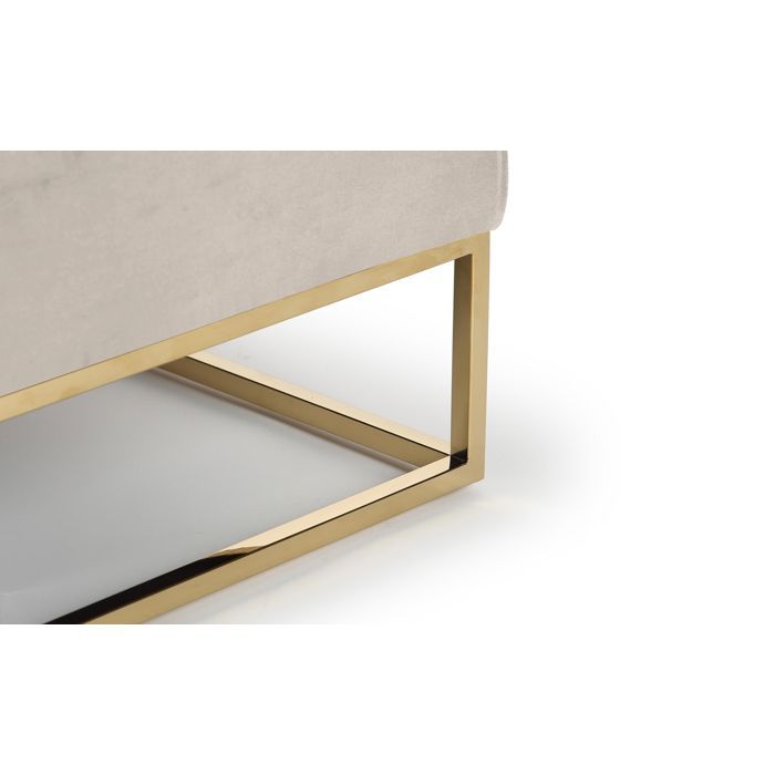 Pouf carré MENZZO - HUDSON - Velours Taupe - Pieds or - Confortable et ...
