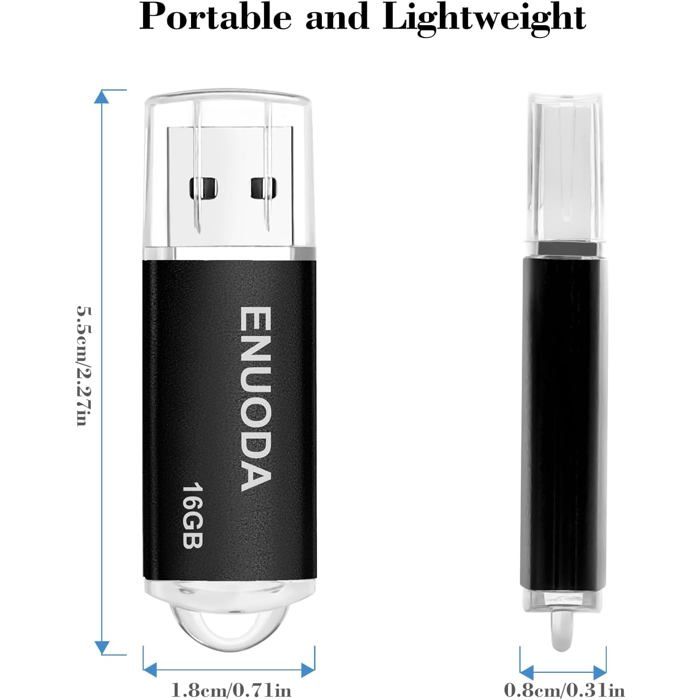 Clé USB 16 Go-KAL-Clé USB 16 Go Lot de 2,USB 2.0,Mémoire Flash avec LED ...