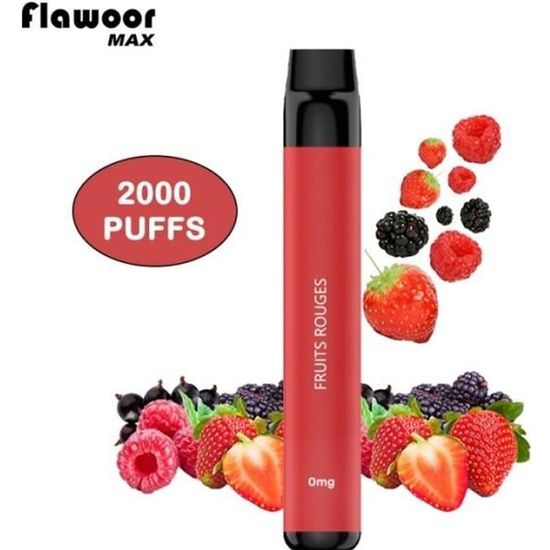 FLAWOOR - Flawoor Max 2000 Puffs Fruits Rouges - Sans nicotine ni tabac ...