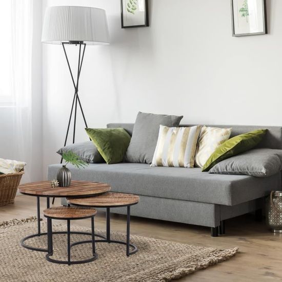 WOMO-DESIGN Lot de 3 Tables Basses Rondes Gigognes, Ø 67/50/35 cm, en ...