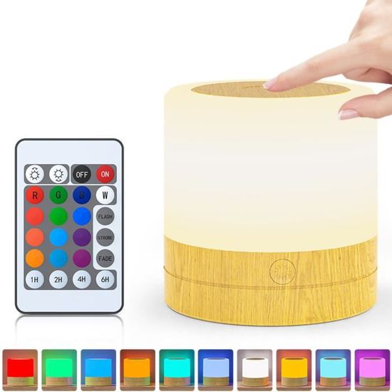 Veilleuse, Mini Lampe de Chevet Multicolore à 360°, Lampe Nuit Rechargeable avec Toucher ...
