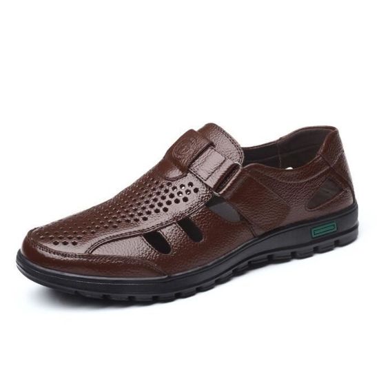 Sandales Homme - INSFITY - Cuir Masculines légères et souples - Marron ...