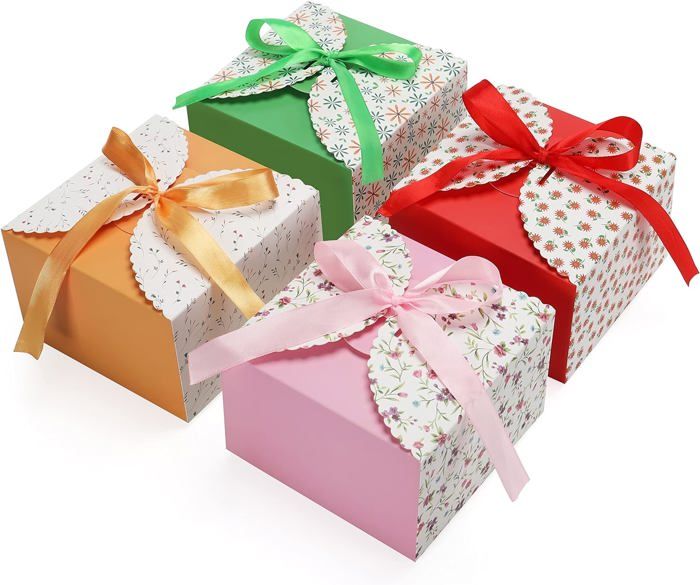 Lot De 50 Boite Cadeau Vide Festonnée Avec Ruban–14,5 X 14,5 X 9,4 Cm–Petite Boite Carton Cadeau ...