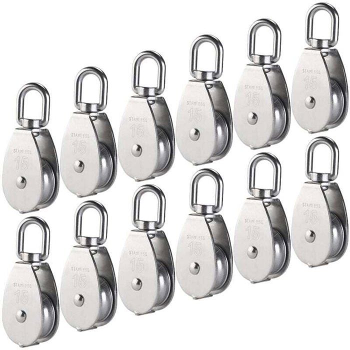 12 Poulies simples M15 Acier inoxydable 304 15mm Charge 35Kg Fil Corde PZCC - Cdiscount Bricolage