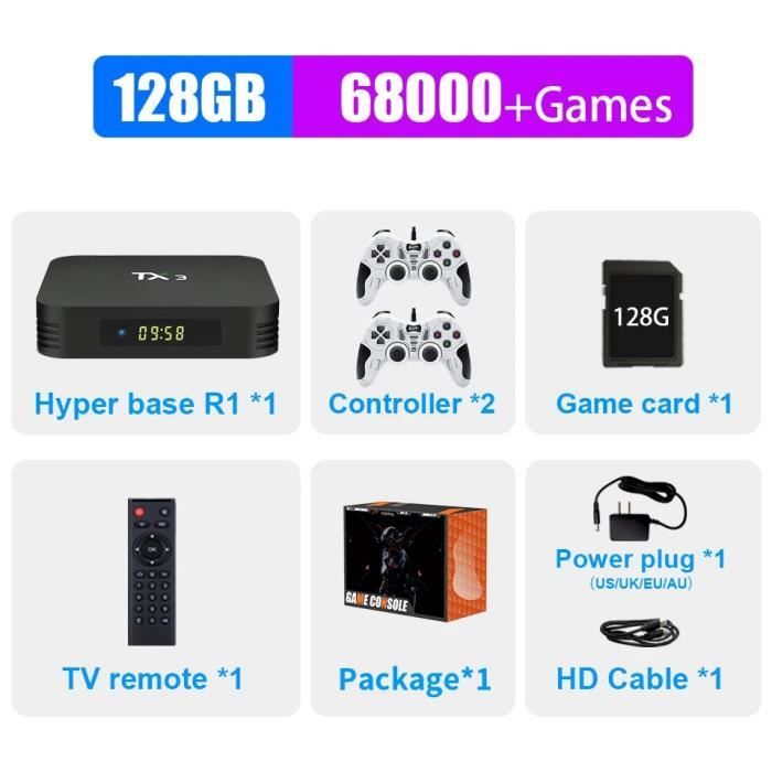 R1-128G-218-2W - Dean-Consoles de jeux vidéo, 4K HD, 110000 jeux rétro, PSP, PS1, N64, MAcloser ...