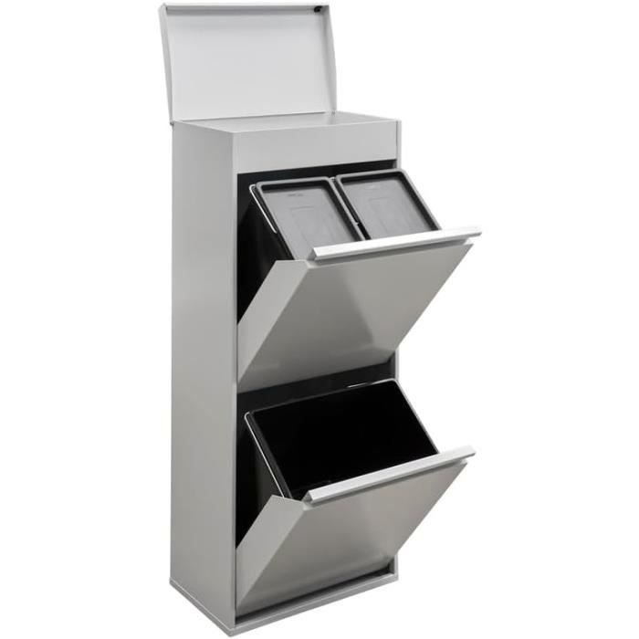 ARREGUI Top CR422-B Poubelle de Recyclage Cuisine 3 Bacs 45 L gris ...