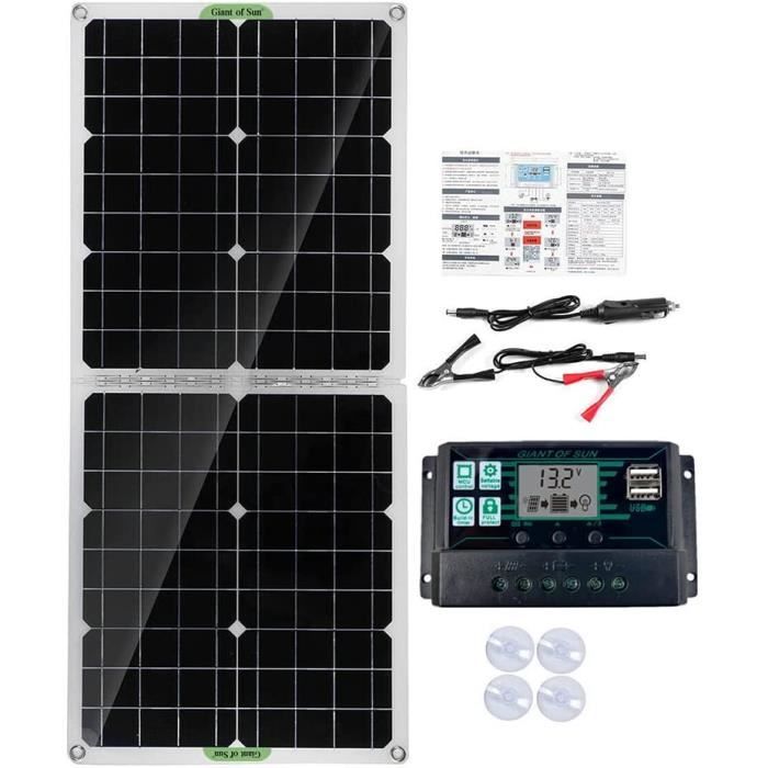 Kit Panneau Solaire Portable 50W Panneau Solaire Pliable Monocristallin Haute Efficacité Module ...
