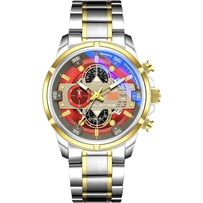 Montre Homme Etanche Analogique Quartz Montres Avec Acier Inoxydable Mode Chronographe Montres ...