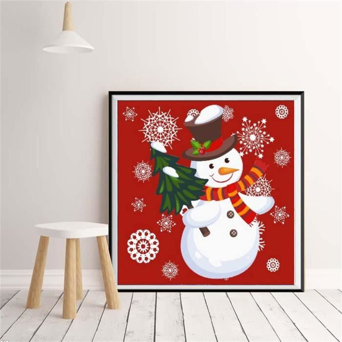 5D Diamond Painting Bonhomme De Neige De Noël,Diy Broderie Diamant Kit ...