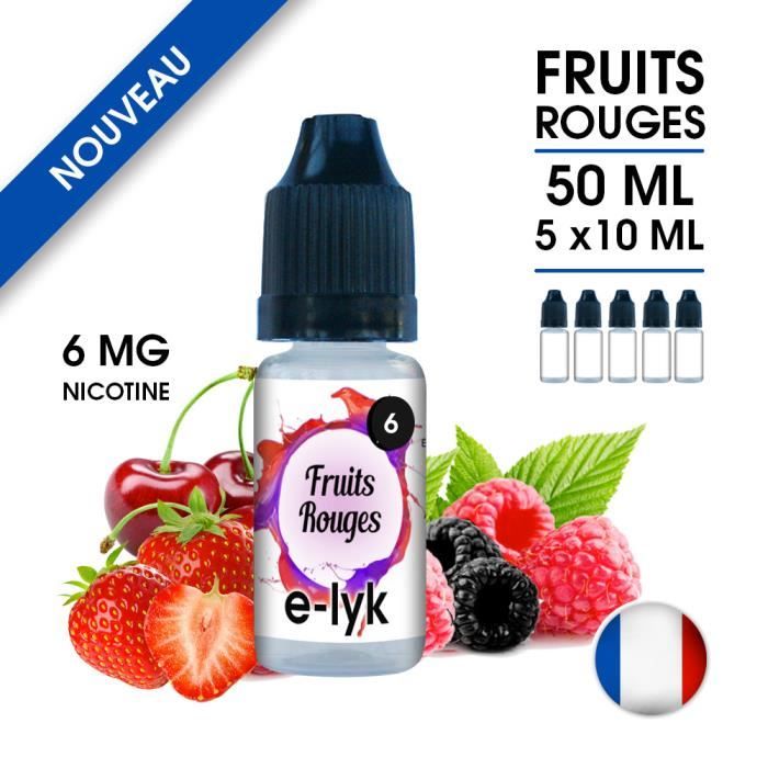 E-liquide saveur Fruits Rouges 50 ml en 6 mg de nicotine - 5 x 10 ml ...