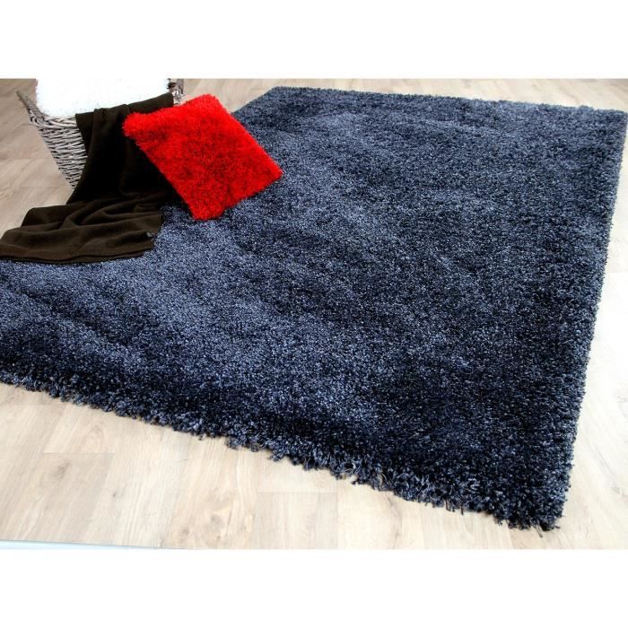 Luxury - Tapis Shaggy à poils longs - Bleu foncé [140x200 cm] - Cdiscount Maison