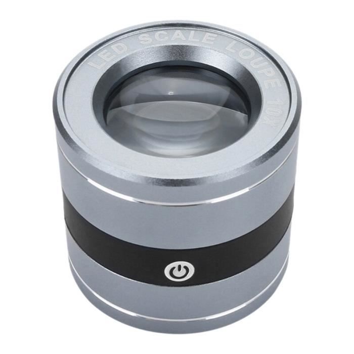 Loupe optique,Loupe à échelle LED 10X, entièrement en métal, lentille ...