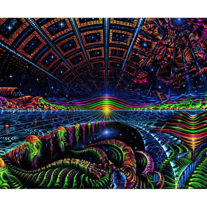Tenture murale - Trippy - Ultraviolet Art - 150x100 cm - Psychédélique ...