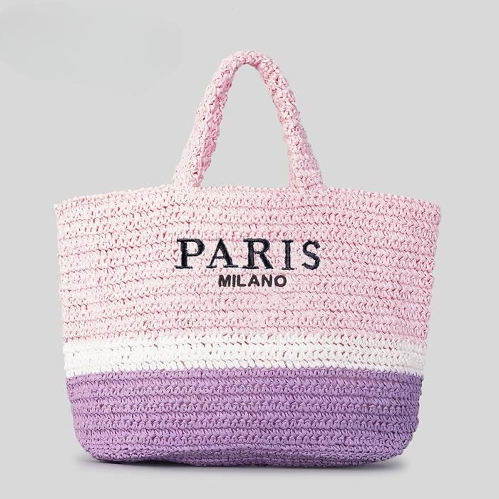 Sac de plage - BAOKEMENG - Rafia - 40x62x42cm - Bleu - Femme Bleu ...