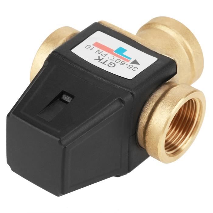 URB Vanne en laiton de filetage femelle, vanne mélangeuse thermostatique à 3 voies DN20 pour ...