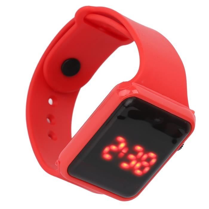 (Rouge)Montre Numérique Montre De Sport écran LED Forme Carrée ...