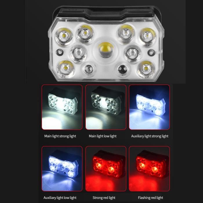 MSA Phare Rechargeable Led Lampe Frontale Led Avec Capteur De Mise Au ...