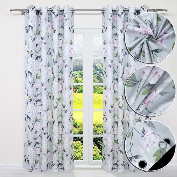 Hongya 1pcs rideaux occultant opaques de fenêtre motif floral avec ...