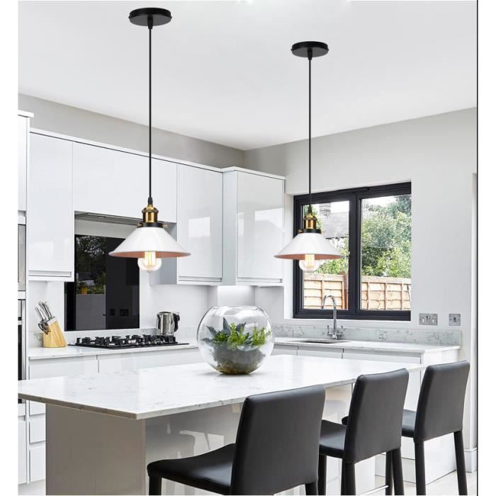 IDEGU Lot de 2 Lampe Suspension Moderne Industrielle,E27 Lustre ...