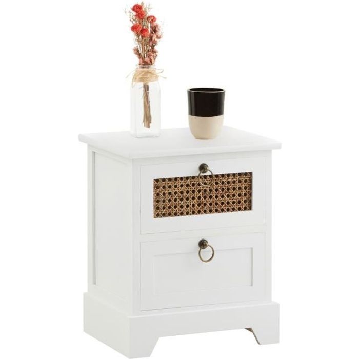 Table de chevet PADMA 2 tiroirs, table de nuit design vintage en bois ...