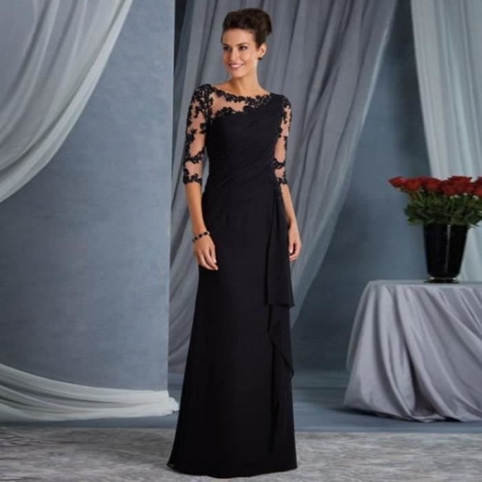 Robe de Soirée Cérémonie Bal Longue Princesse Femme en Dentelle Noir ...