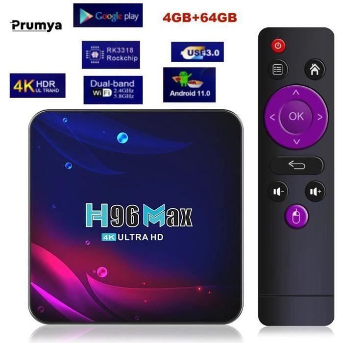 H96 Max V11 4 Go + 64 Go decodeur Android 11 Wifi, 4K, Youtube -A1 RK3318 Quad-Core 64 bits ...