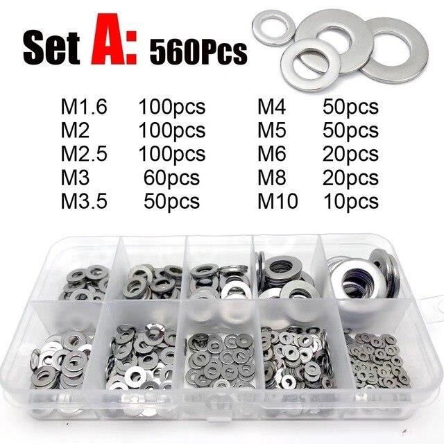 RONDELLE,Set A--Kit'assortiment de rondelles plates en acier inoxydable ...