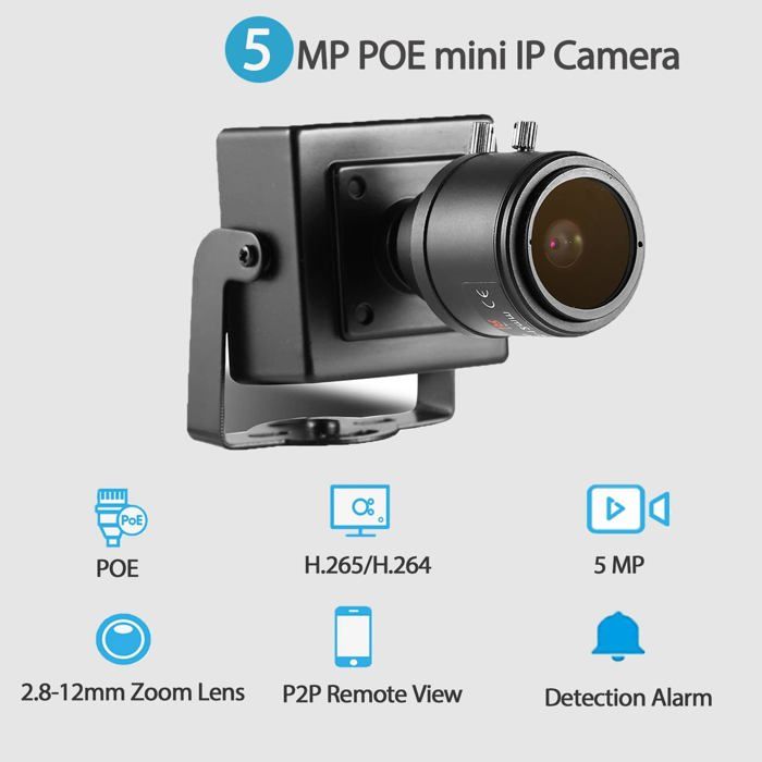 5Mp (2880X1616P) Poe Ip Caméra, Zoom Manuel 2.8-12Mm Objectif Caméra ...